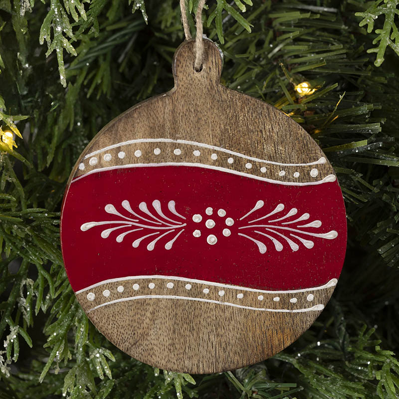 Hand Painted Wooden Round Ornament - Cracker Barrel