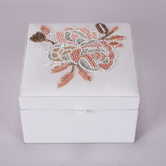 Fabric Beaded Decorative Box - Cracker Barrel