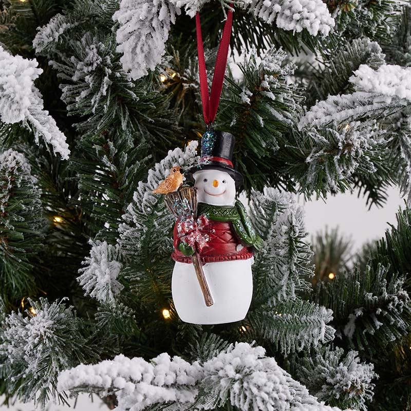 Snowman with Broom Ornament - Cracker Barrel