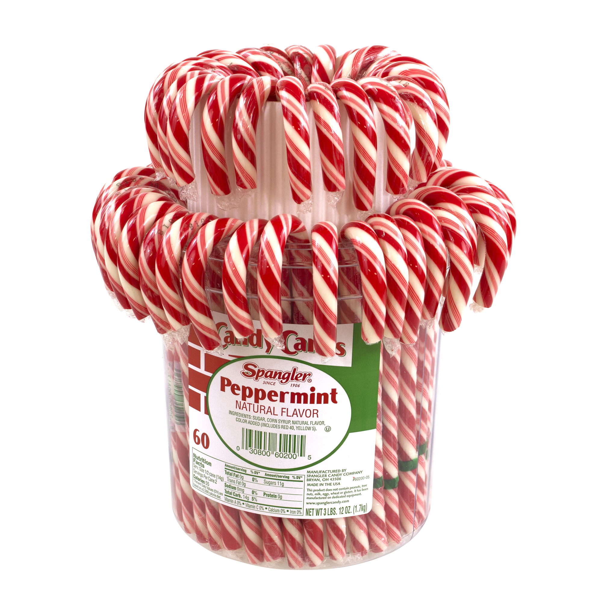 Spangler Peppermint Candy Canes 60-Count Jar - Cracker Barrel