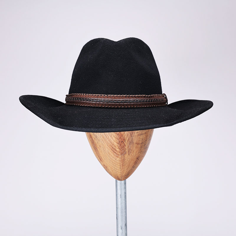 Black Wool Felt Western Hat with Trim - Cracker Barrel