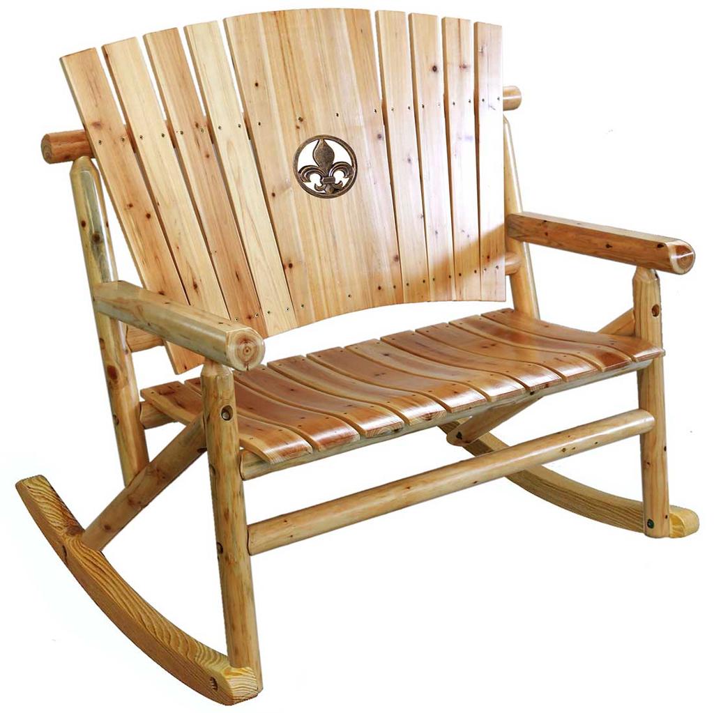 Aspen Wooden Fleur de lis Medallion Double Rocker Cracker Barrel