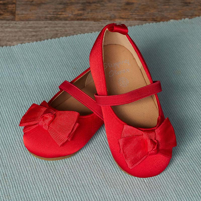 Toddler Red Satin Bow Mary Jane Shoes - Cracker Barrel