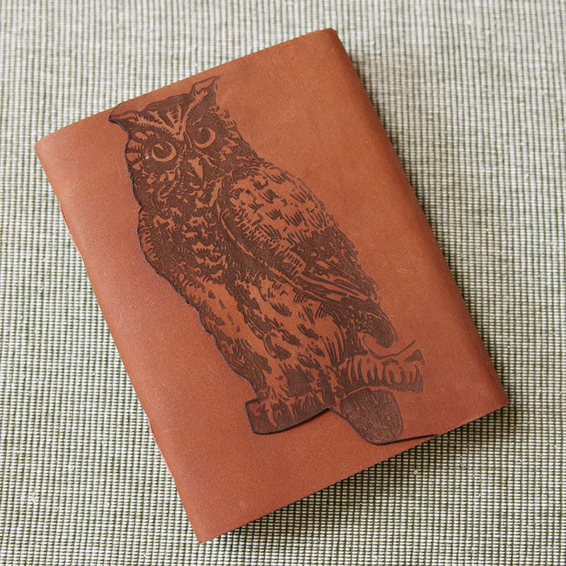 Owl Design Die Cut Leather Journal - Cracker Barrel