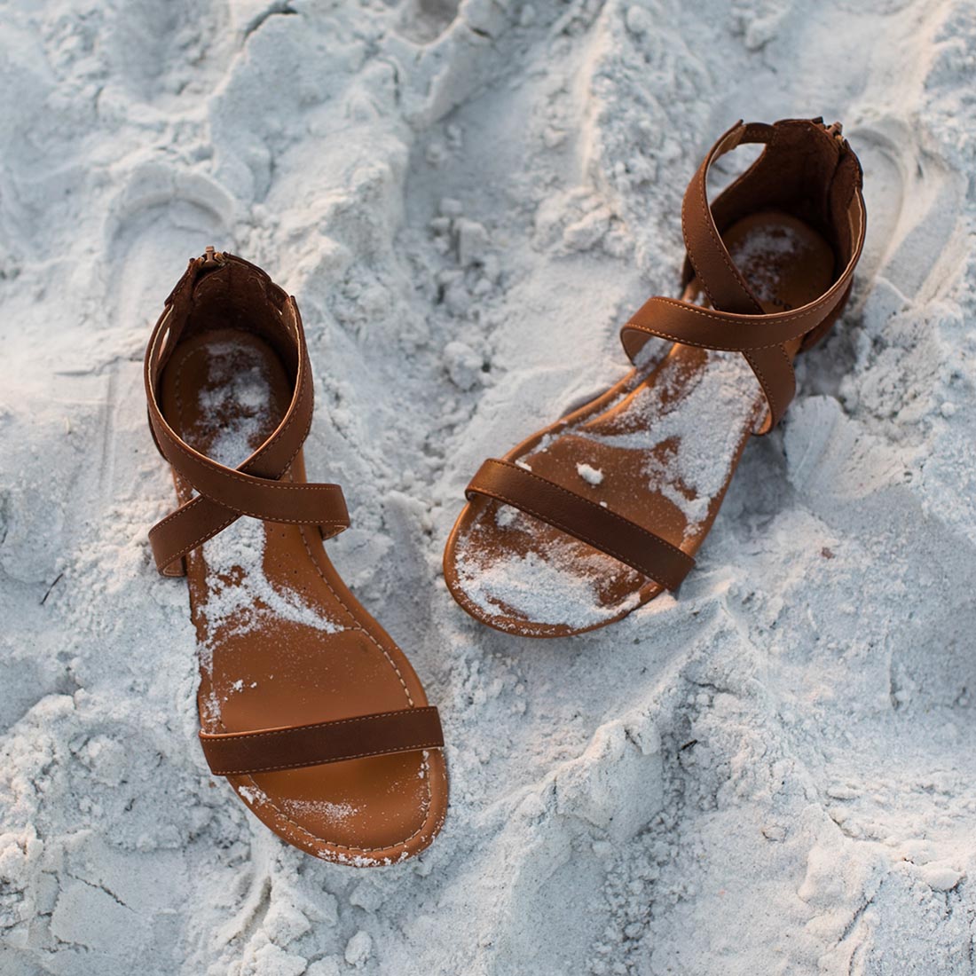 Brown Criss Cross Sandals - Cracker Barrel