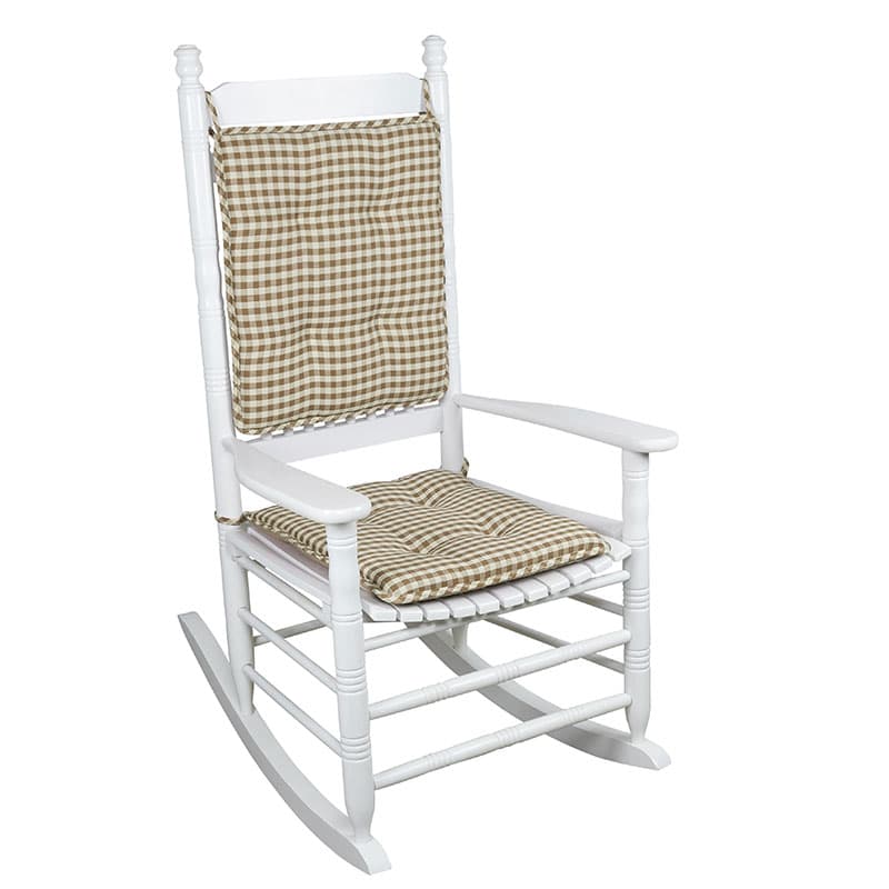 Natural Non Slip Gingham Rocking Chair Cushion Set Cracker Barrel