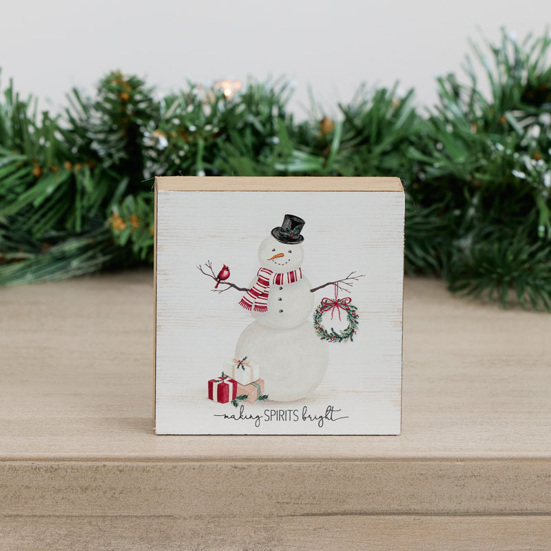 Snowman Christmas Block Sign - Cracker Barrel