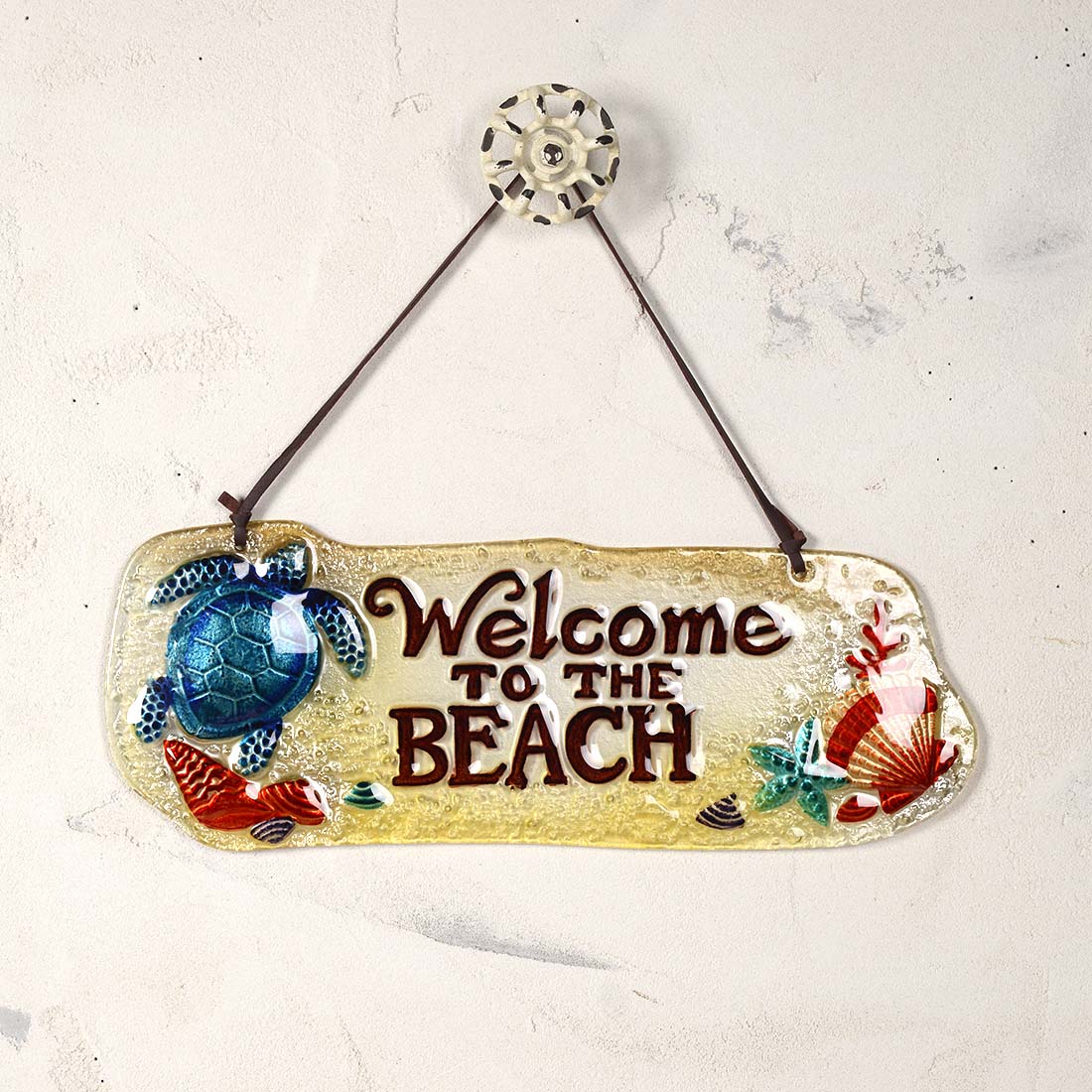 Welcome To The Beach Glass Welcome Sign - Cracker Barrel