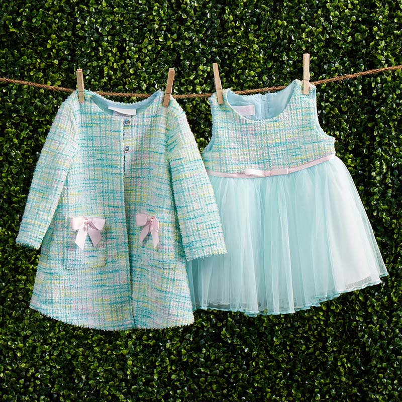 Infant Blue Boucle Coat Jacket and Dress - Cracker Barrel