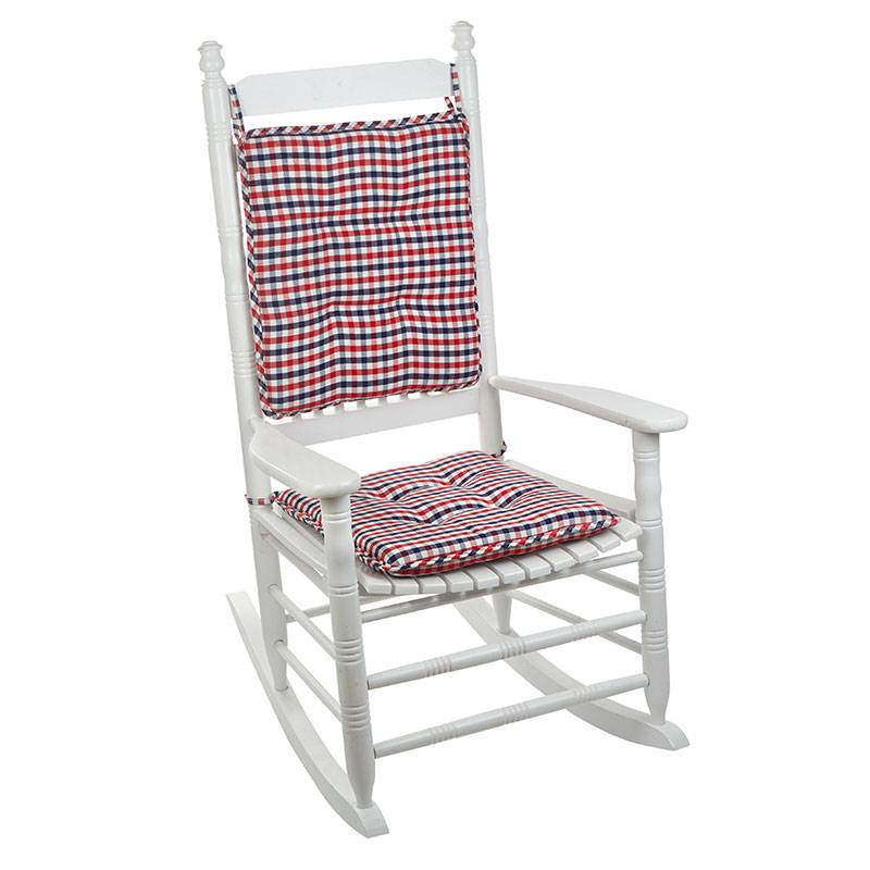 Multi-Colored Non-Slip Gingham Rocking Chair Cushion Set - Cracker Barrel