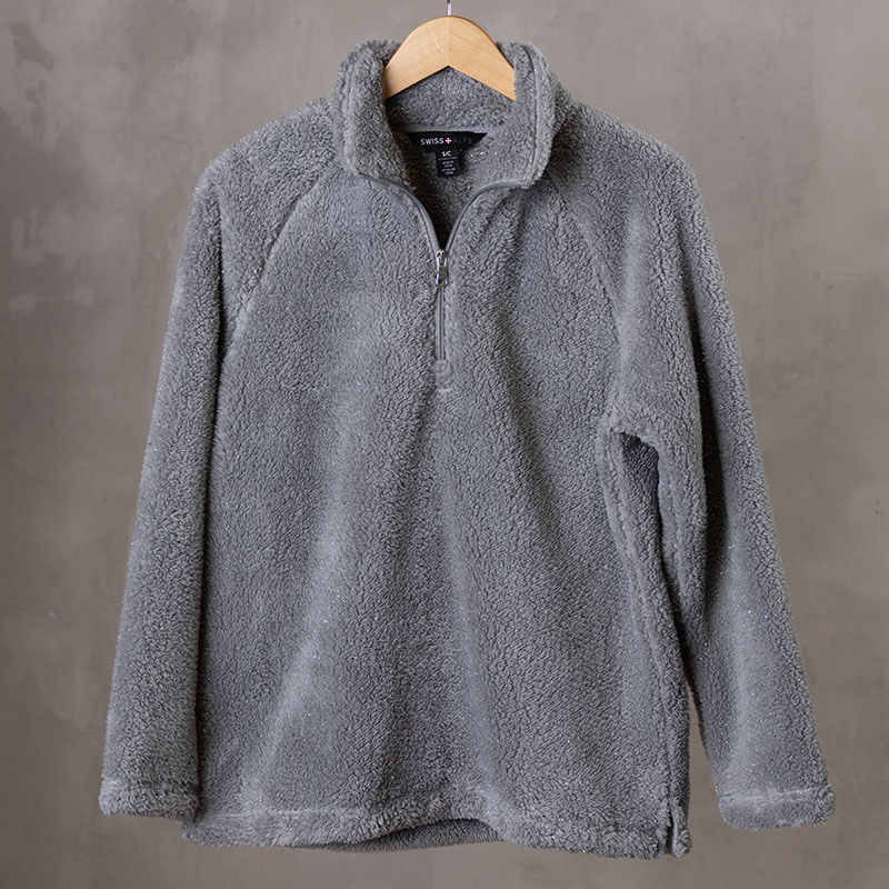 Gray Quarter Zip Fleece with Lurex - Cracker Barrel