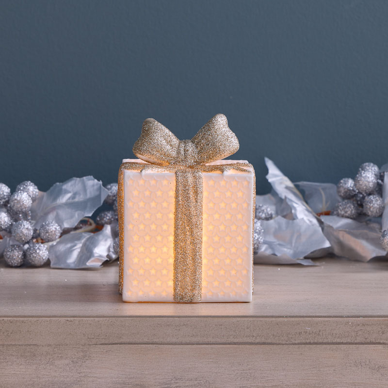 Large LED Ceramic Gift Box - Cracker Barrel