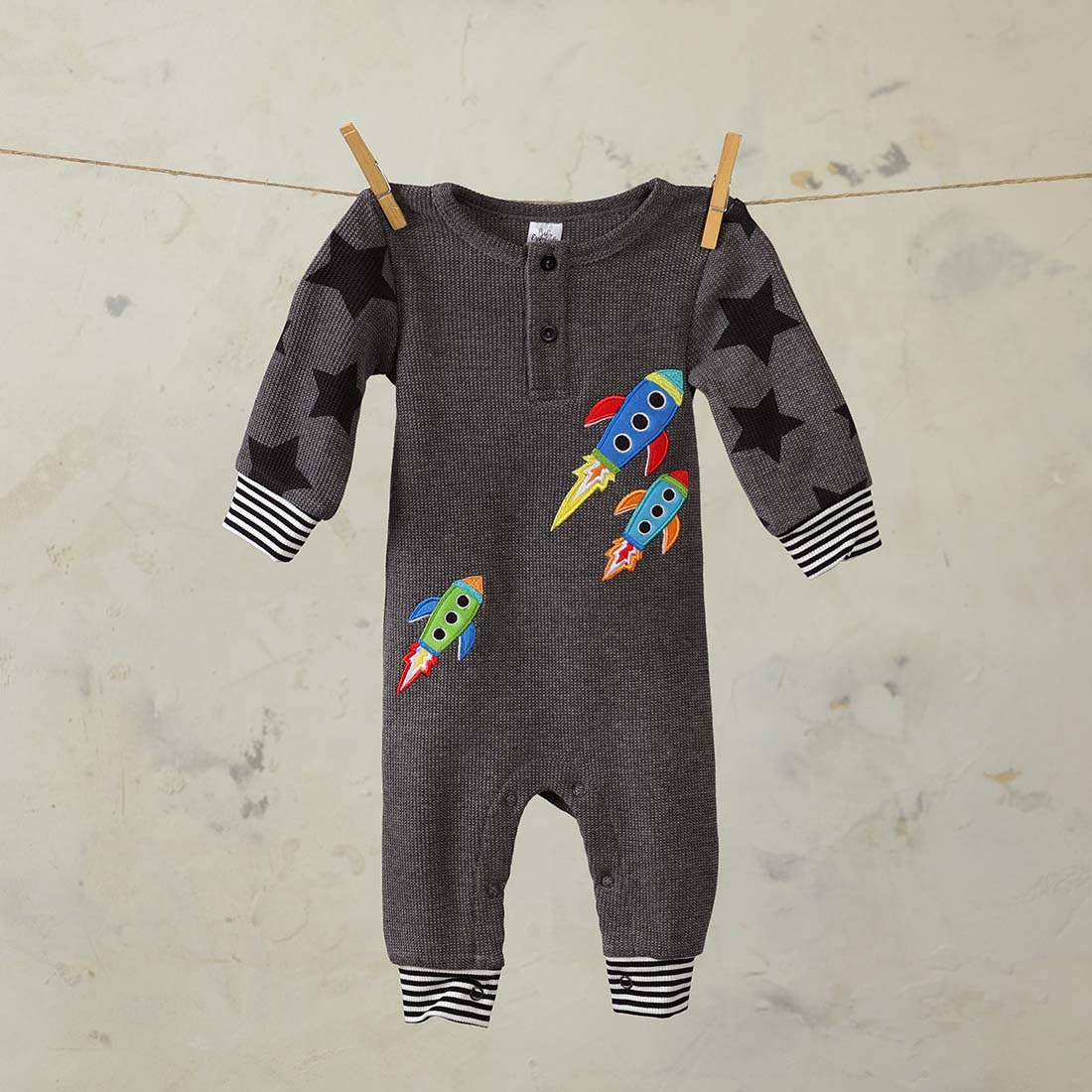 Infant Grey Thermal Rocket Romper - Cracker Barrel