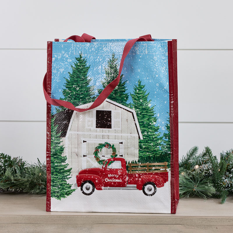 Red Truck Home For Holidays Medium Tote - Cracker Barrel