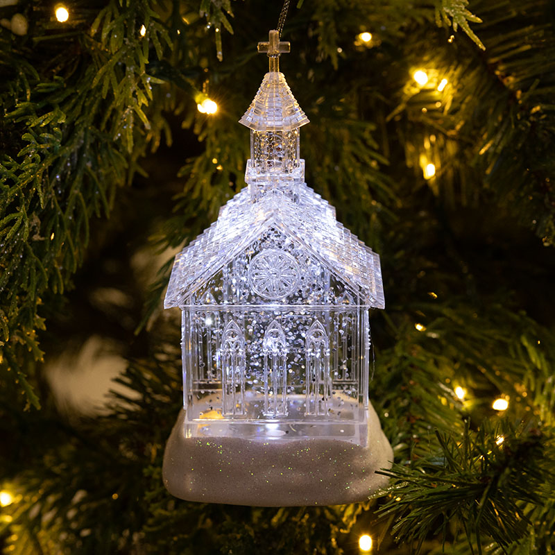 LED Church Glitter Globe Ornament - Cracker Barrel