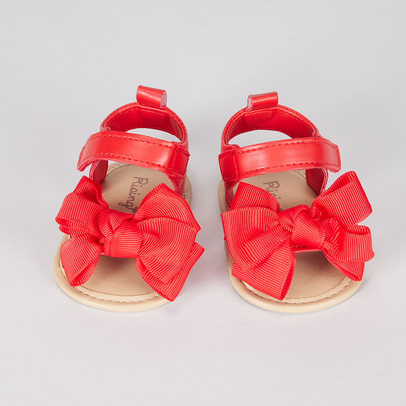 Infant Large Bow Red Sandals - Cracker Barrel