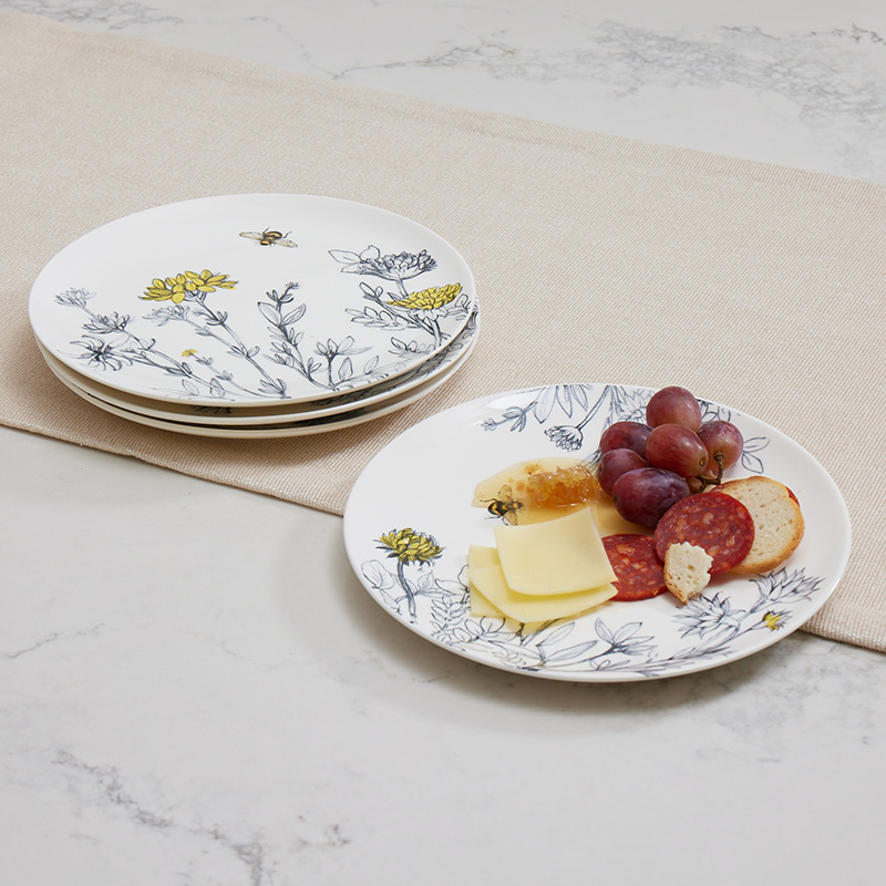 Set Of 4 Floral Stoneware Salad Plates - Cracker Barrel