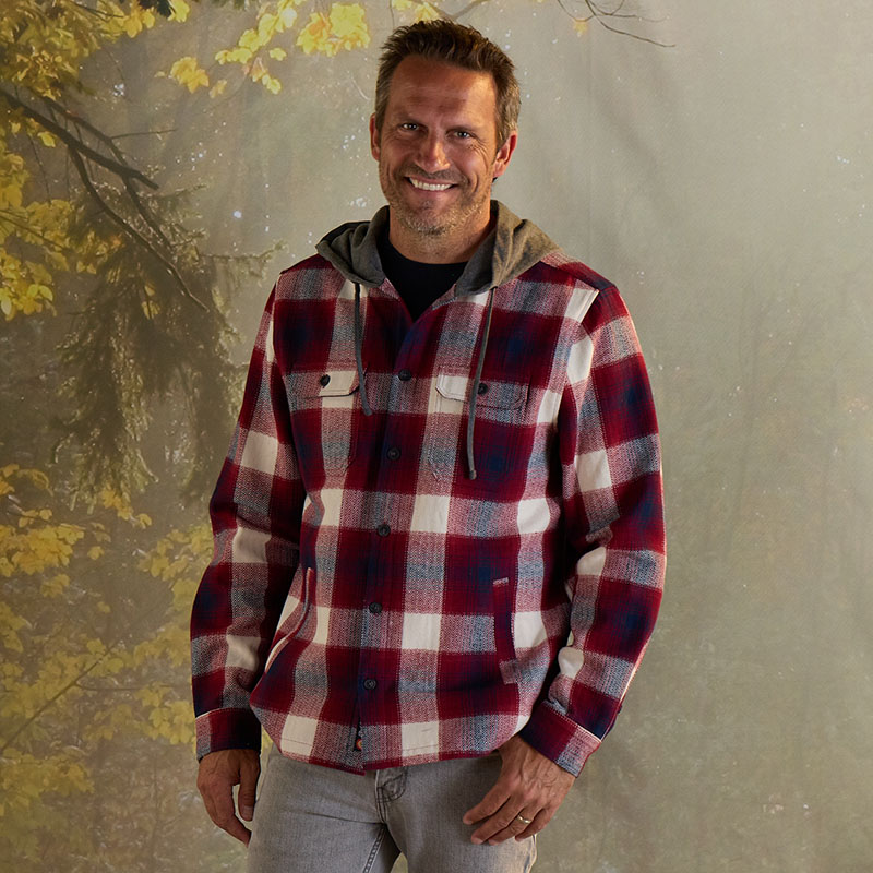 Eastchester Hooded Red Shirt Jacket - Cracker Barrel