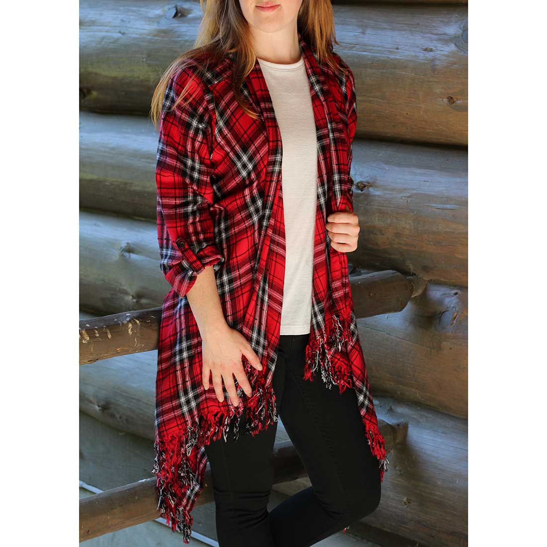 Flannel cardigan store