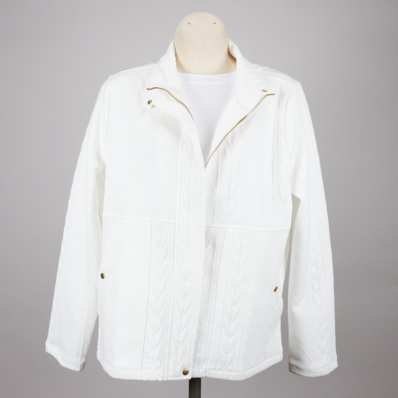 White Texture Knit Jacket - Cracker Barrel