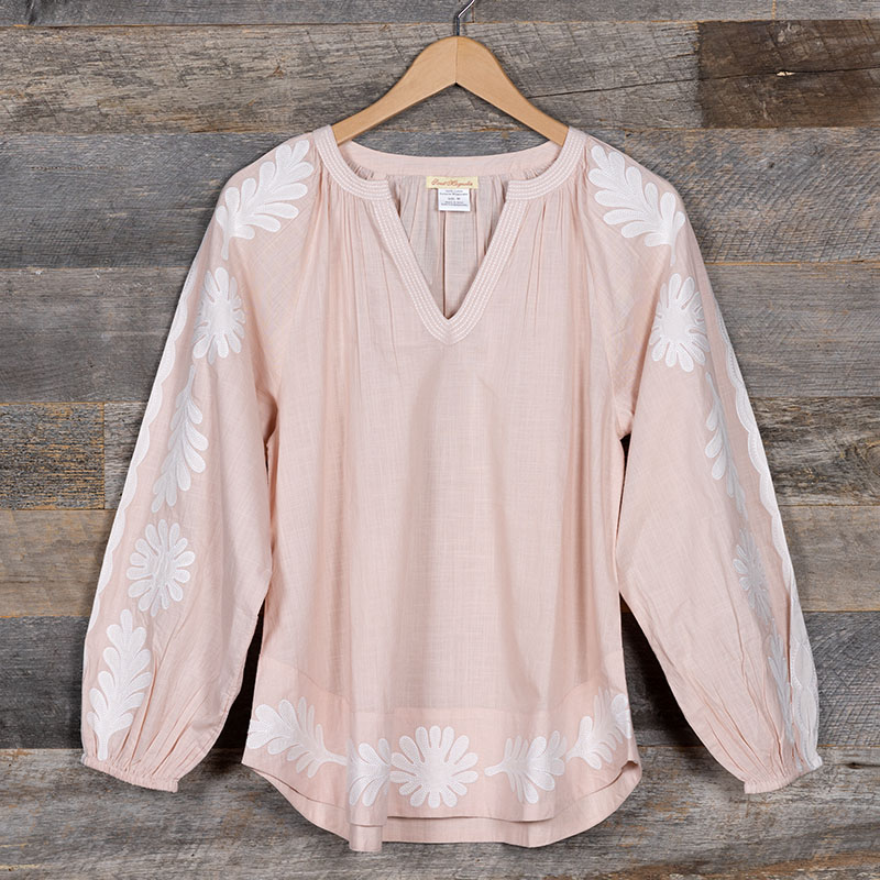 Blush Top with Ivory Applique - Cracker Barrel