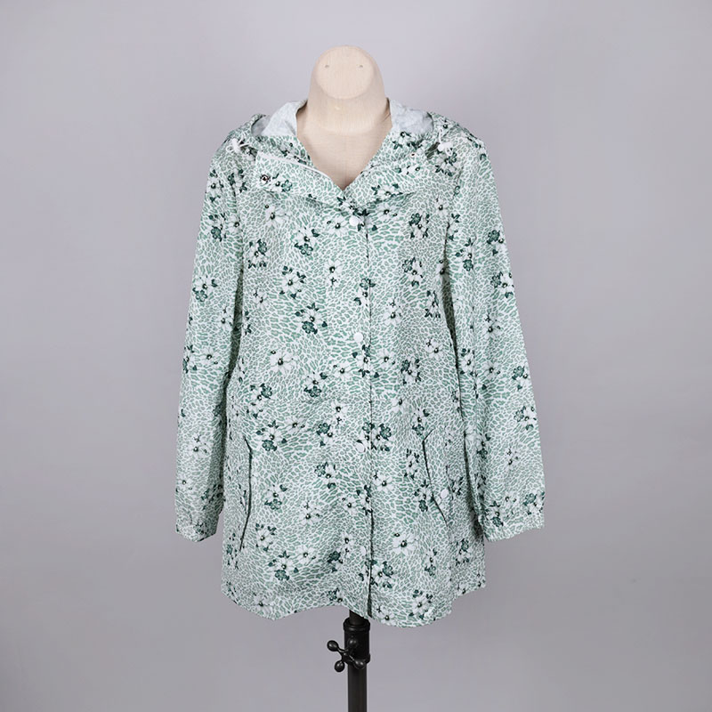 Green Floral Print Rain Jacket - Cracker Barrel