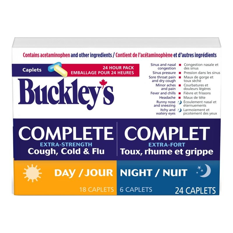 Buckley's Complete Extra-Strength Cough, Cold & Flu Day/Night Caplets ...