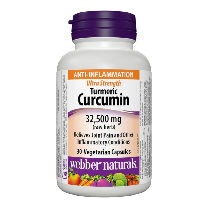 Webber Naturals Ultra Strength Turmeric Curcumin Vegetarian Capsules ...