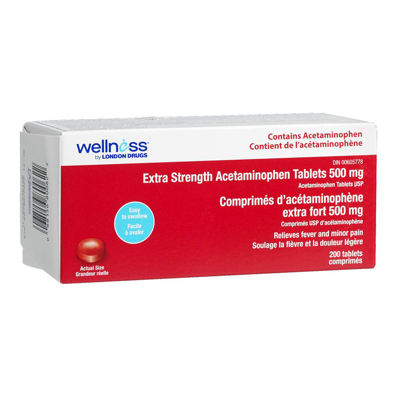 Wellness by London Drugs Extra Strength Acetaminophen Tablets - 500mg ...