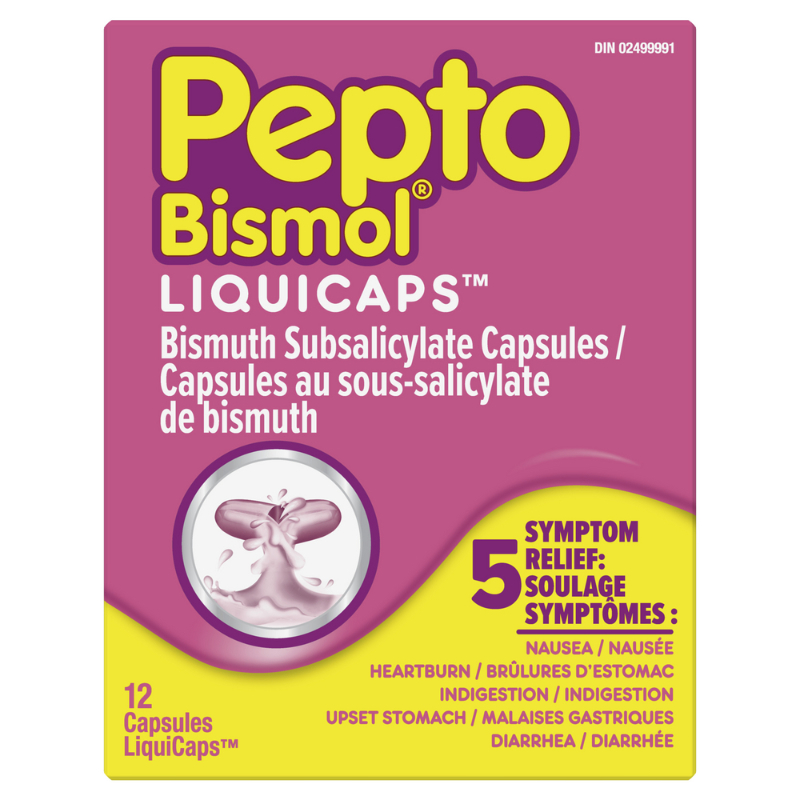 Pepto Bismol Liquicaps - Bismuth Subsalicylate Capsules - 12's