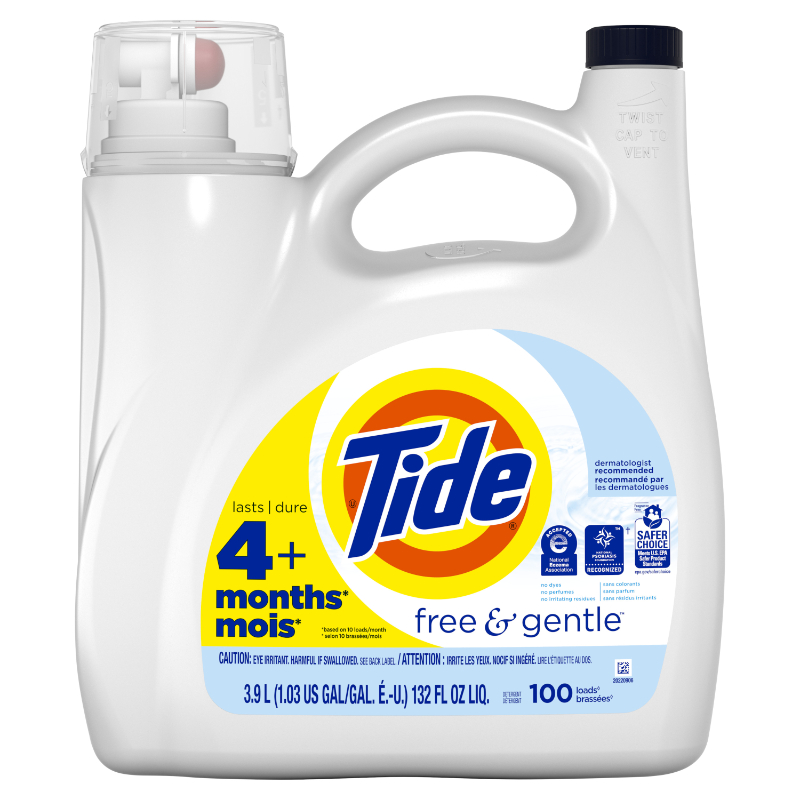 Tide 2x HE Free Gentle Liquid Laundry Detergent - Original - 3.9L / 100 ...