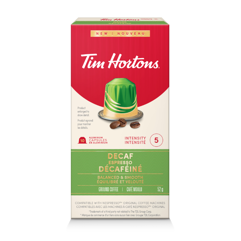 Tim Hortons Ground Coffee Capsules - Decaf Espresso - 10's
