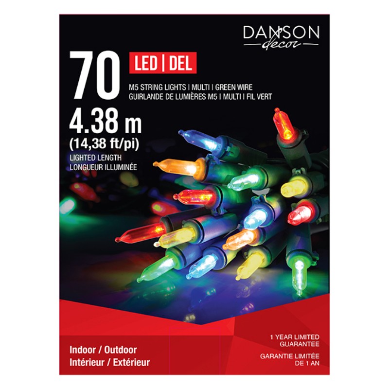 Danson Indoor/Outdoor LED M5 String Lights - Multicolour - 5.46m/70 lights
