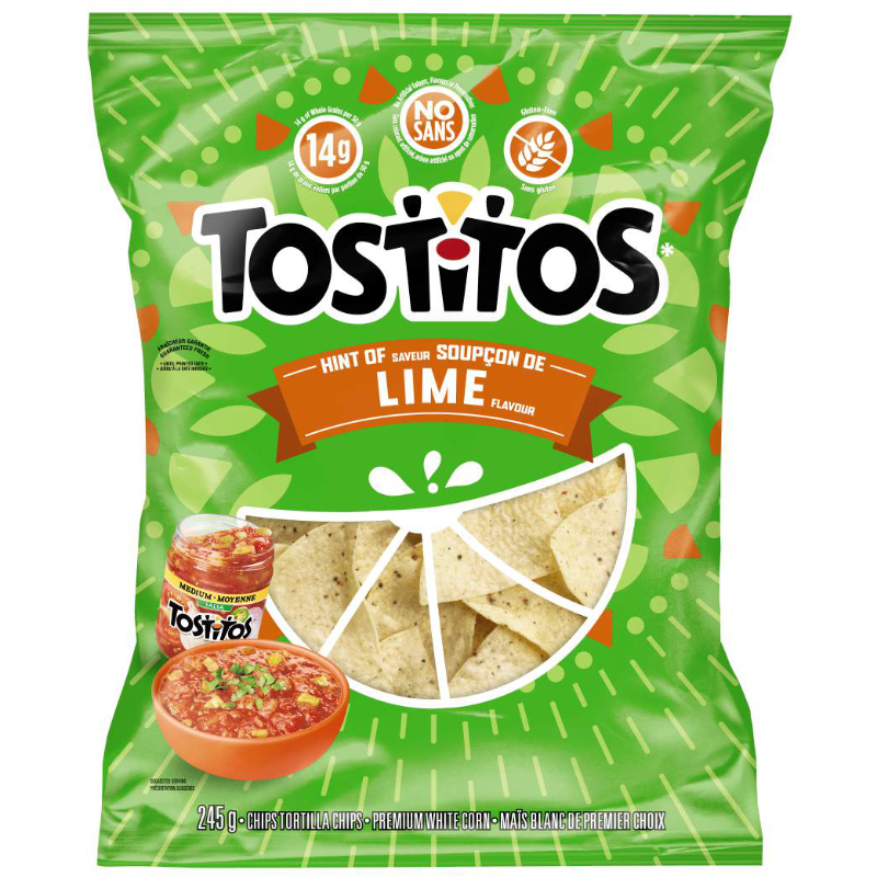 Tostitos Hint of Lime Flavour Tortilla Chips - 245g
