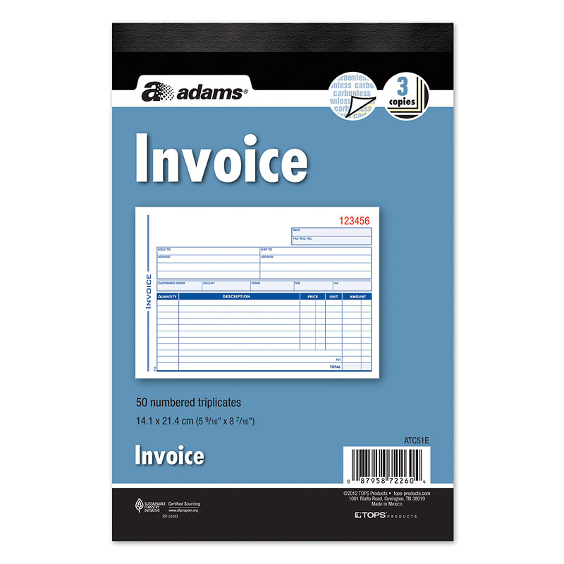ADAMS INVOICE BOOK 3PRT/ 50