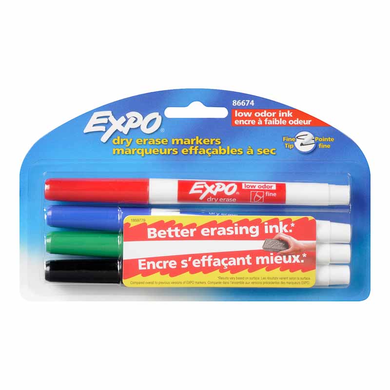 EXPO LOW ODOR DRY ERASE 4PK