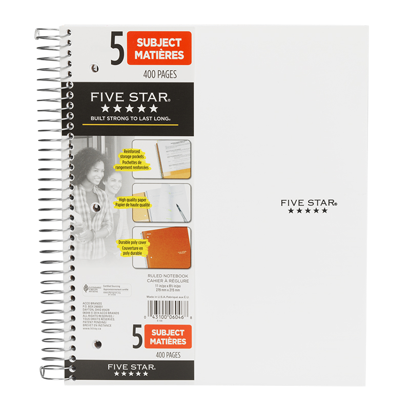 Five Star Coil Exercise Book - 5 Subjects - 400 Pages