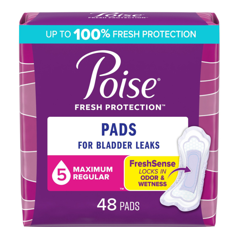 Poise Incontinence Pads - Maximum Absorbency - Regular - 48s
