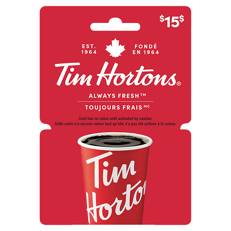 Tim Hortons Always Fresh Gift Сard - $15