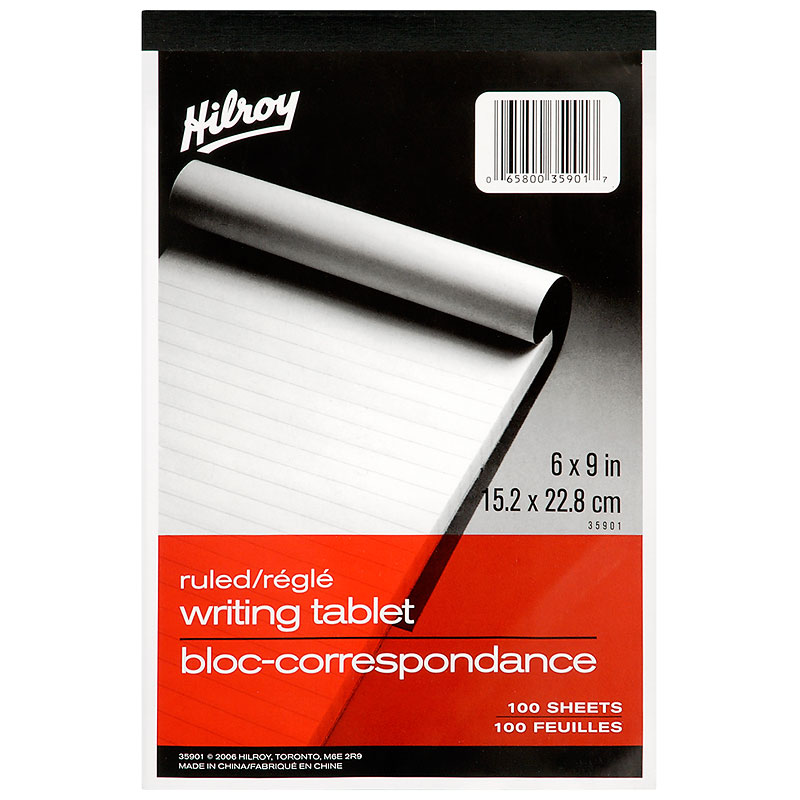 HILROY NOTE PAD RULED 6X9/100SHT