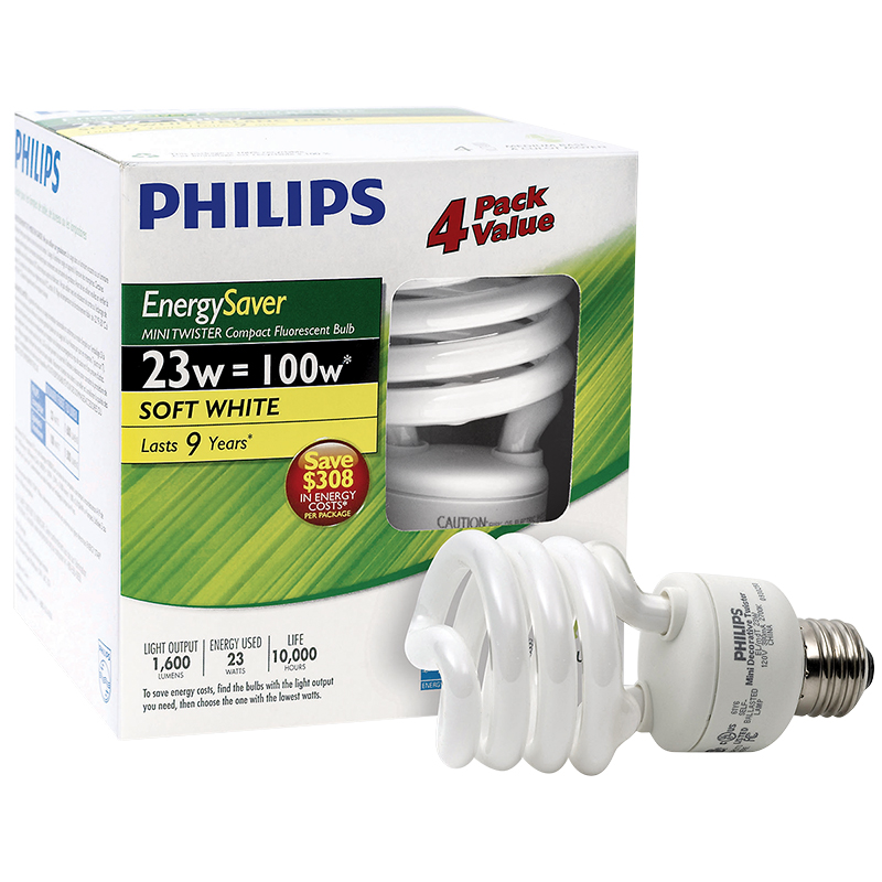 PHILIPS WHITE CFL 23W/4PK