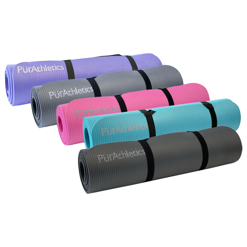 PurAthletics Exercise and Pilates 10mm Mat - Black - 9.4 x 23.6cm