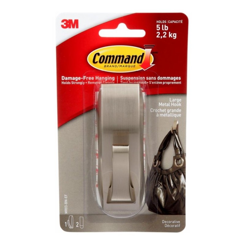 Command Self-Adhesive Hook - Brushed Nickel