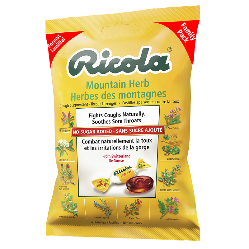 RICOLA BAG MOUNTAIN HERB NSA 45 LOZENGES