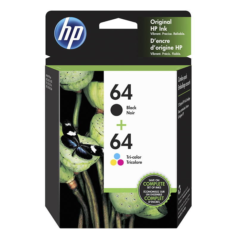 HP 64 TRI-COLOR/BLACK COMBO X4D92AN#140
