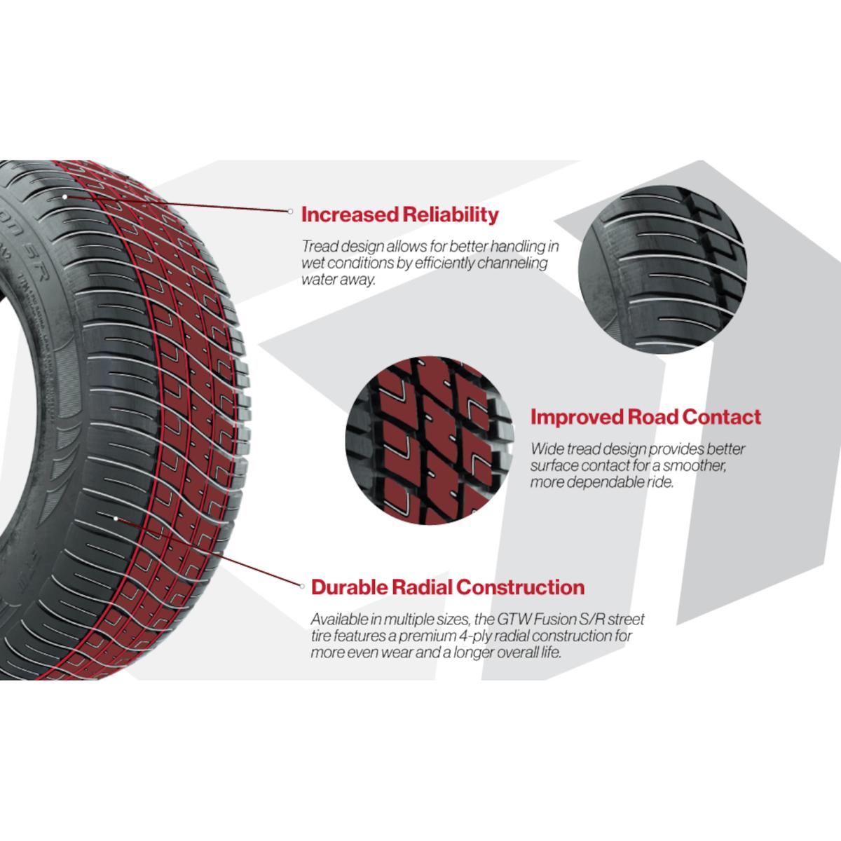 205/50-R10 GTW® Fusion S/R Steel Belted DOT Tires - Nivel Parts