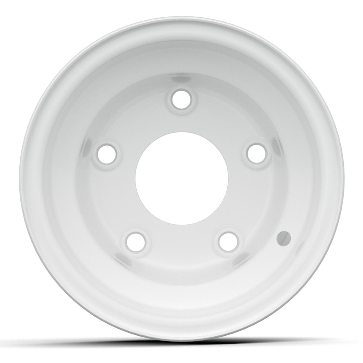 8x3.75 White Steel Wheel Centered (5 Hole) - Nivel Parts