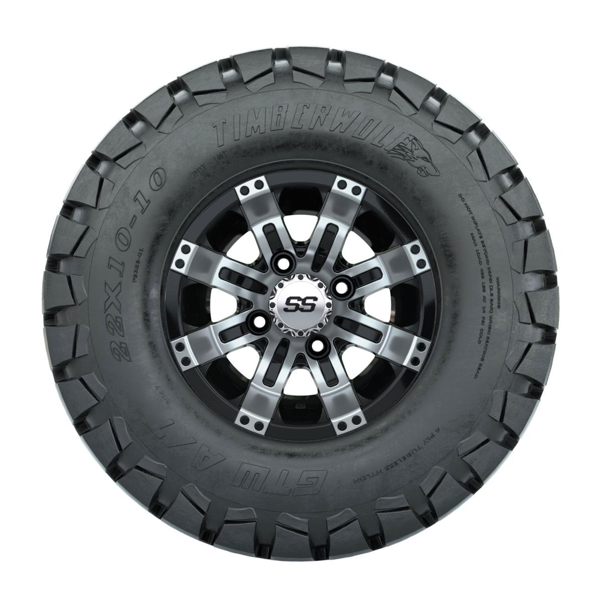 10” GTW Tempest Black and Machined Wheels with 22” Timberwolf Mud Tires ...